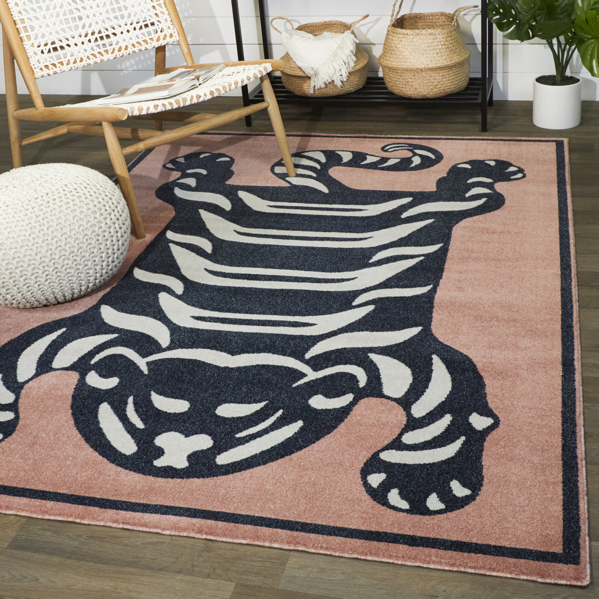 Langley Street Hasting Rust/Black Modern Tiger Area Rug & Reviews | Wayfair
