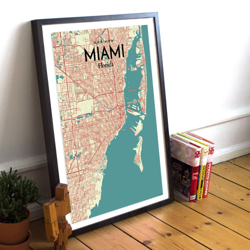 Wrought Studio Miami City Map - Unframed Graphic Art | Wayfair