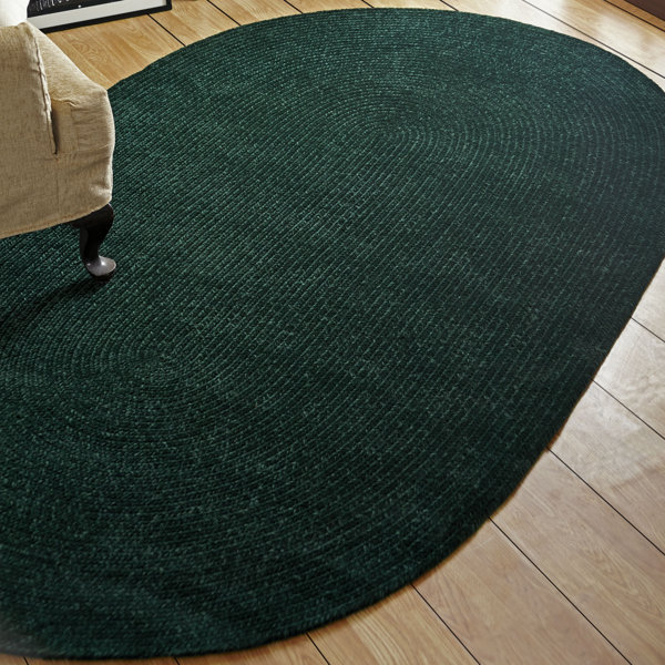 August Grove® Orlowski Polyester Chenille Braided Area Rug - Emerald ...