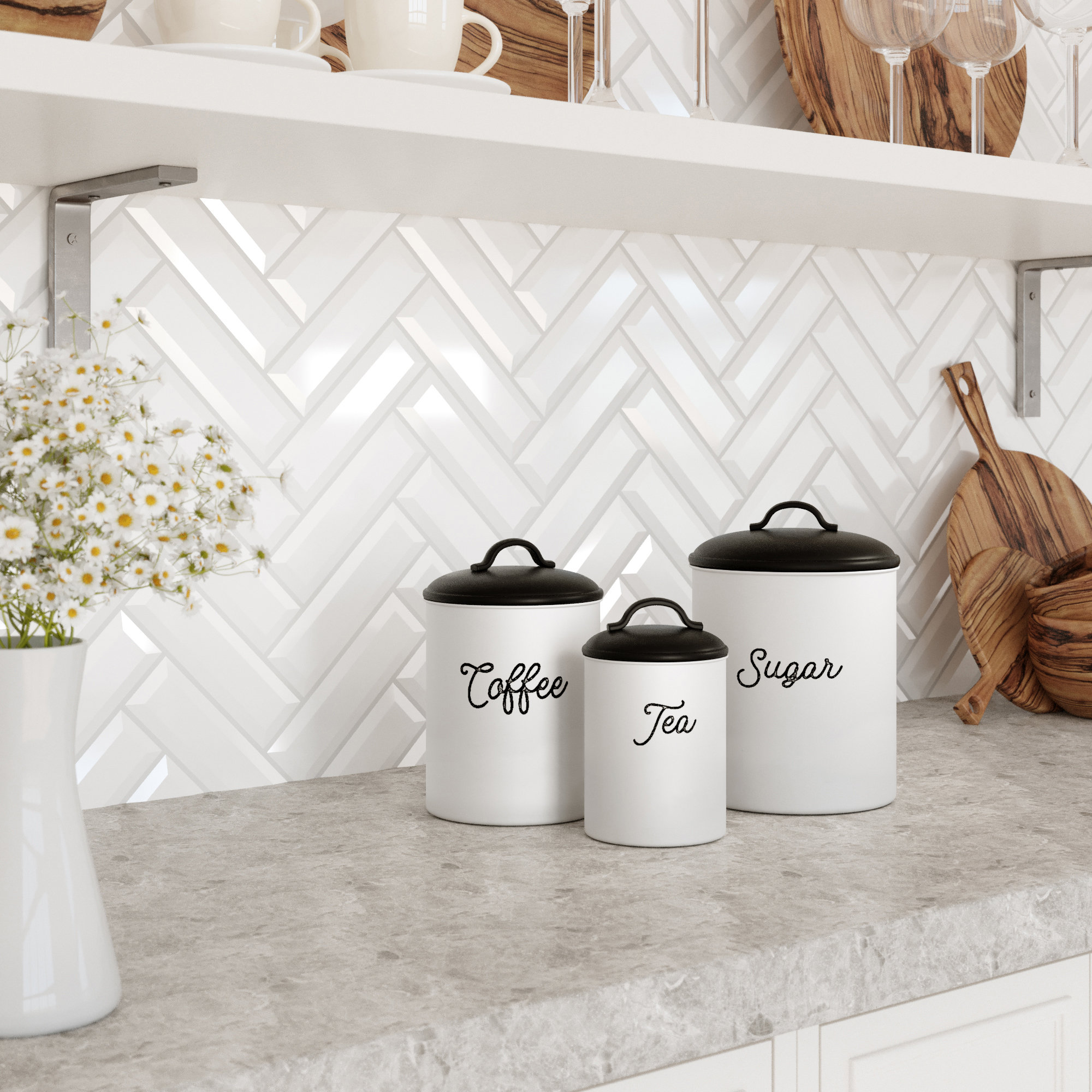 Gracie Oaks 3 Piece Kitchen Canister Set & Reviews | Wayfair