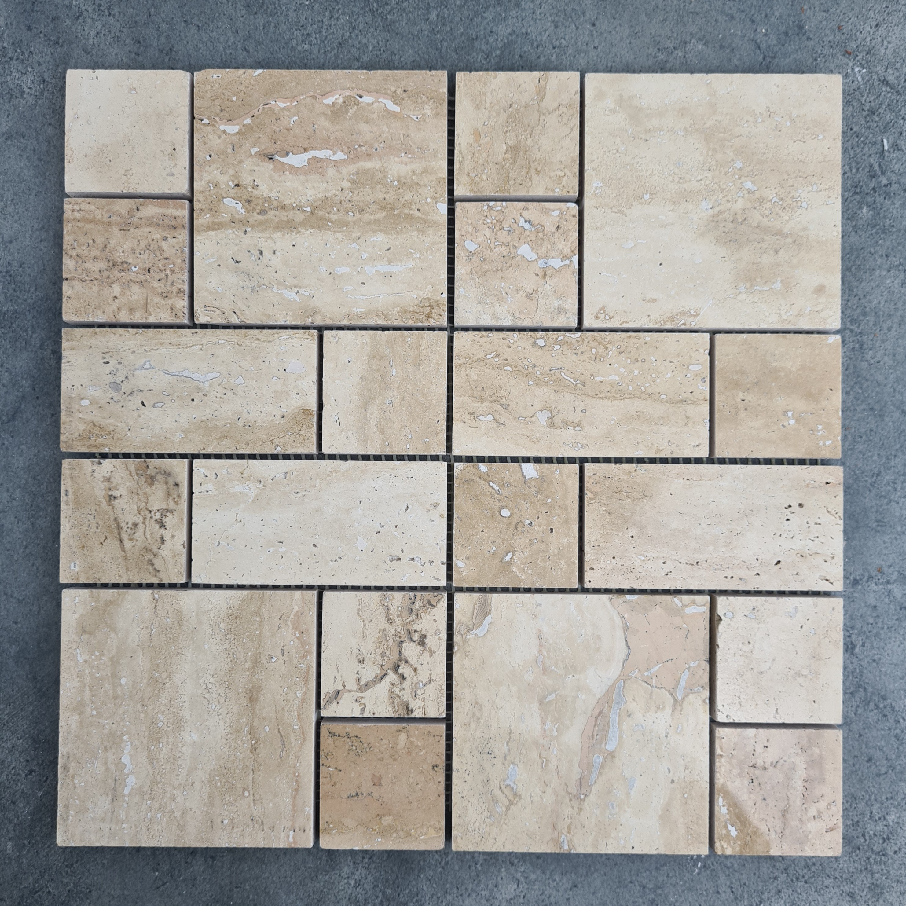 Miletos Stone Collection Random Sized Travertine Mosaic Wall & Floor ...