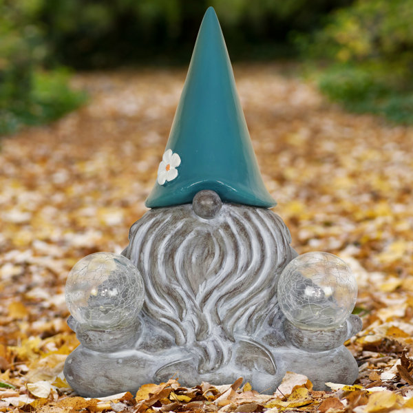 Exhart Good Time Solar Gnamaste Meditating Yoga Gnome Statue with Glass ...