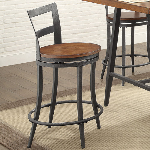 Union Rustic Mack Swivel Solid Wood 24" Counter Stool & Reviews | Wayfair