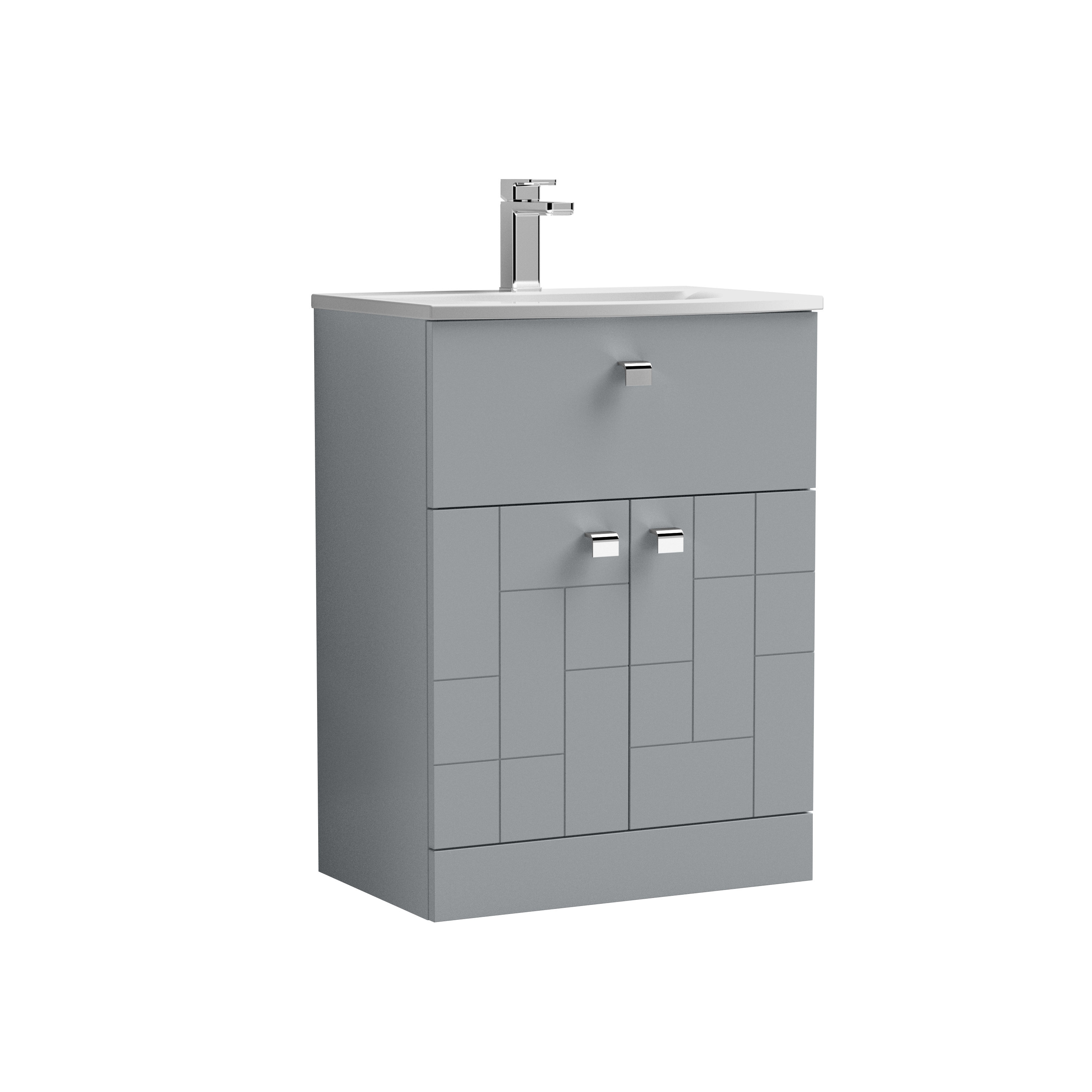 Nuie Blocks 611mm Free-standing Single Bathroom Vanity with Vitreous ...