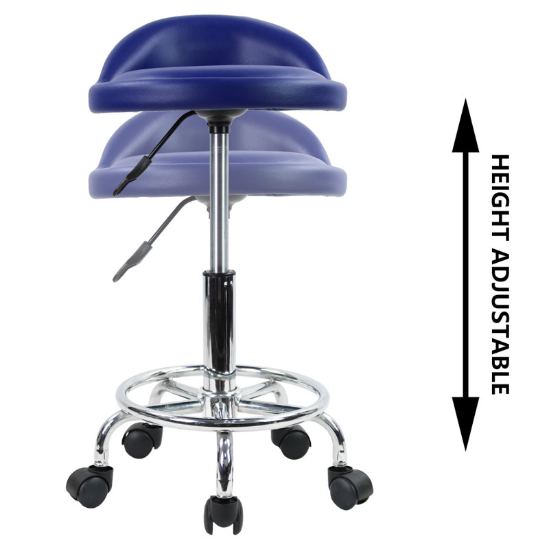 Inbox Zero PU Leather Round Rolling Height Adjustable Lab Stool with ...