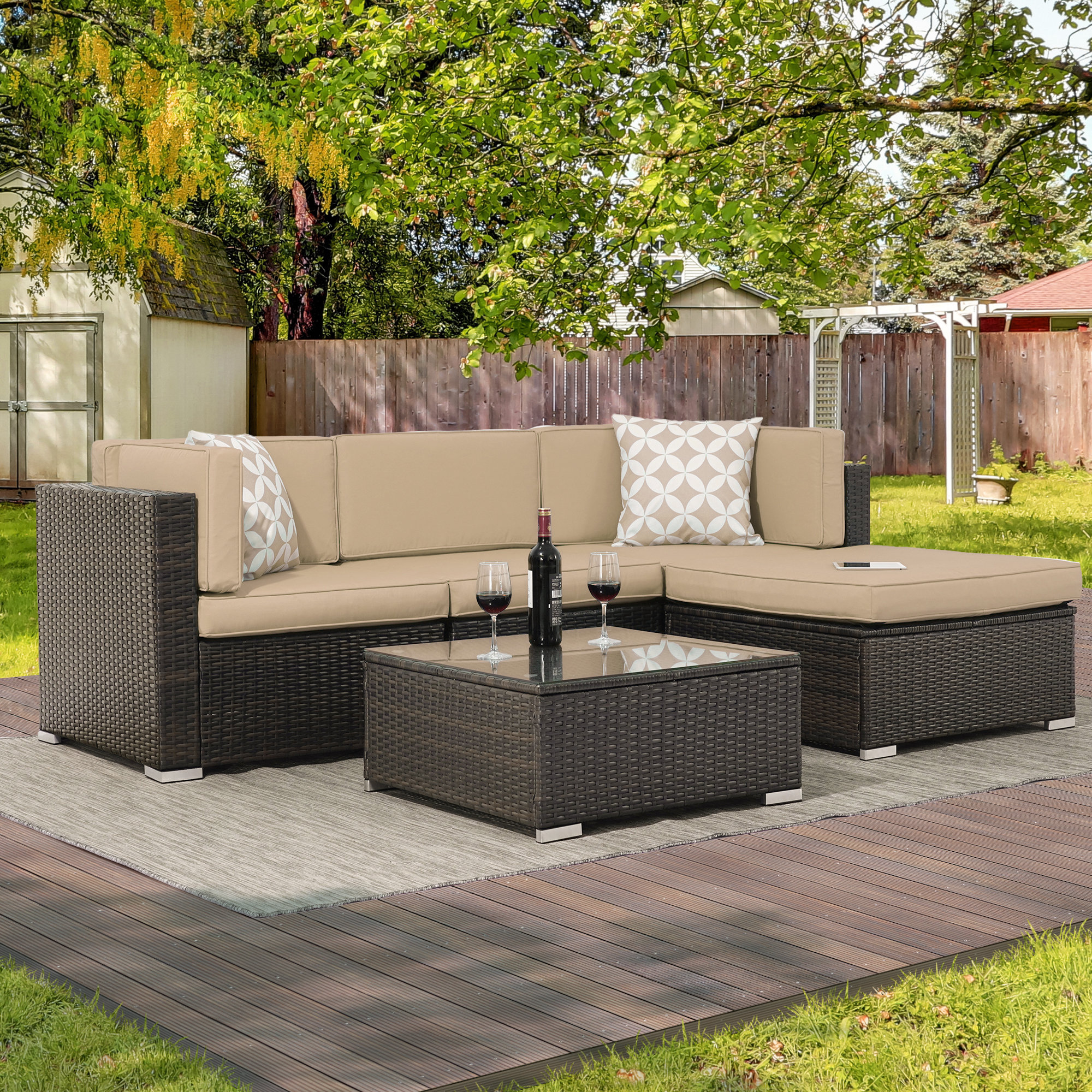 Latitude Run® Modelle Polyethylene (PE) Wicker 4 - Person Seating Group ...