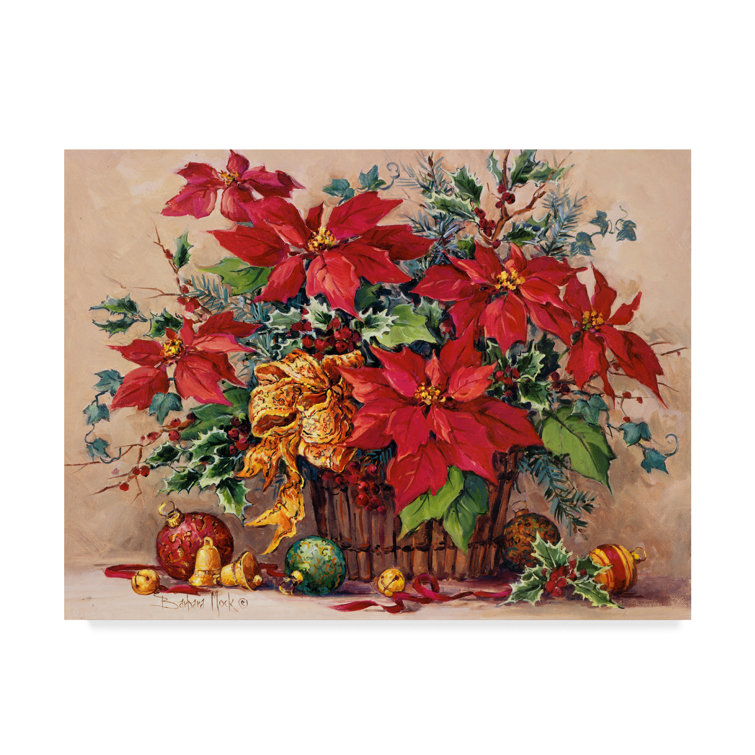 The Holiday Aisle® Festive Poinsettia Basket by Barbara Mock - Print on ...