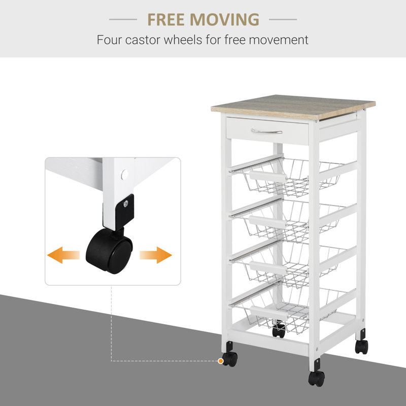 Winston Porter Raffles Wood Kitchen Cart & Reviews | Wayfair