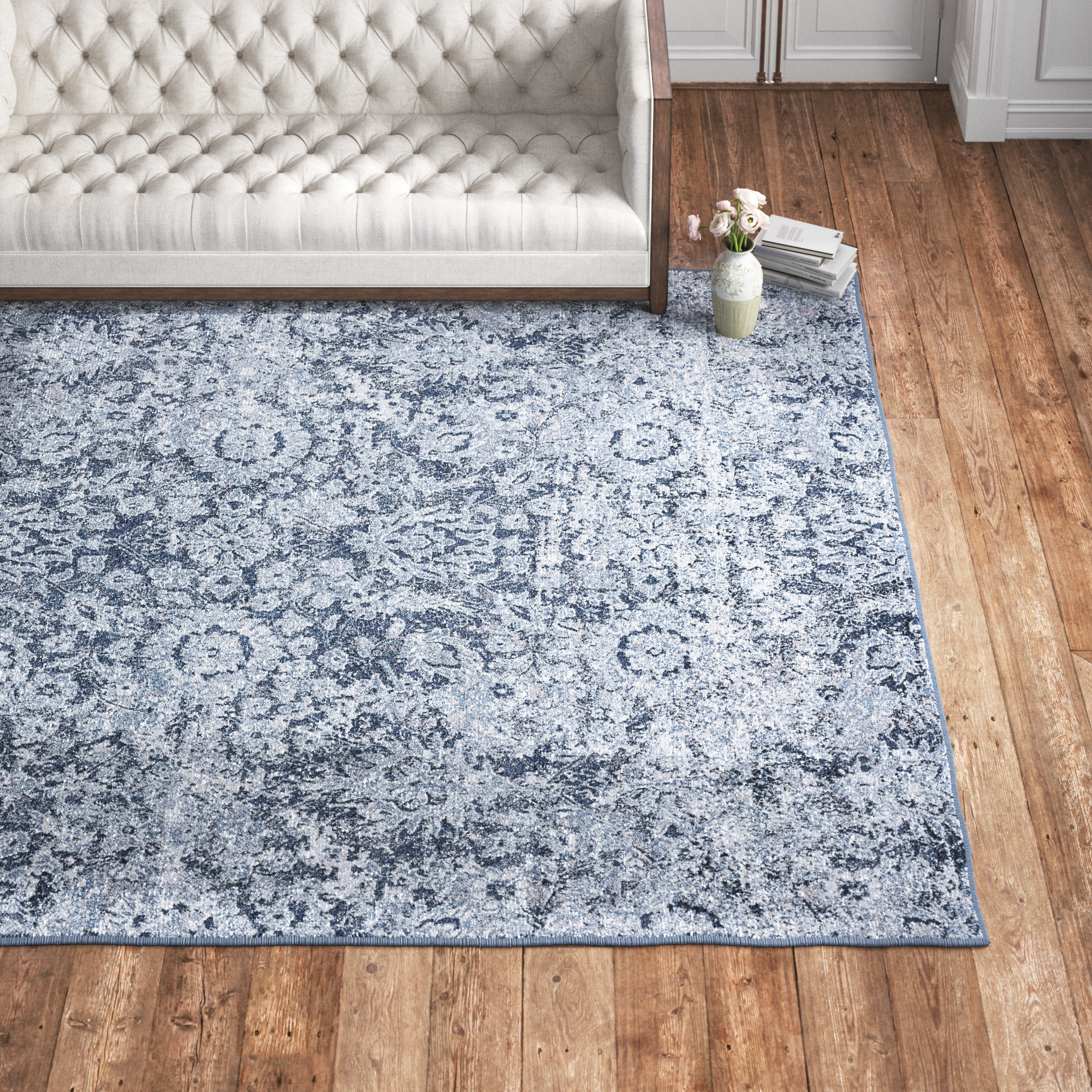 Kelly Clarkson Home Julian Floral Blue Area Rug & Reviews | Wayfair
