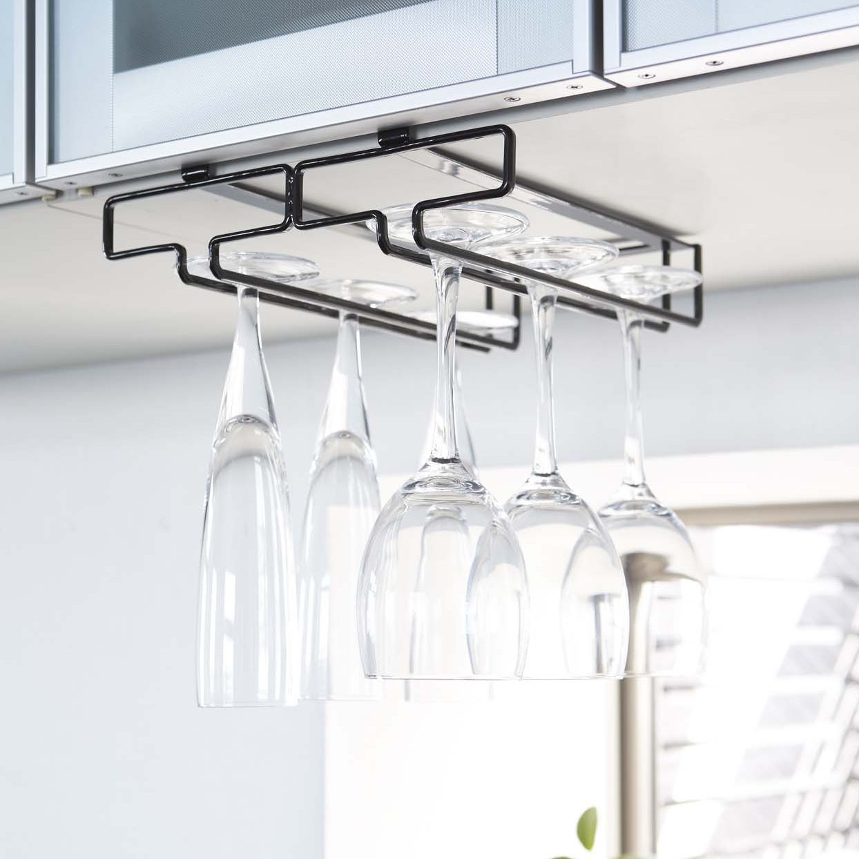 Yamazaki USA Yamazaki Home Under Shelf Wine Glass Rack - Hanging ...