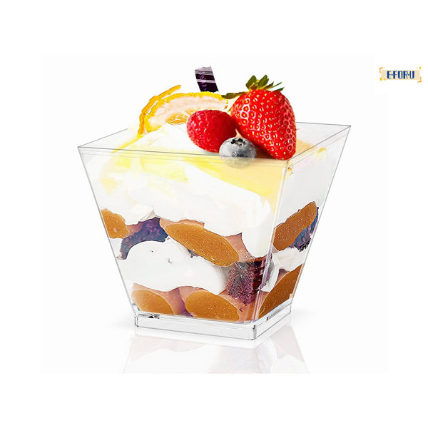 E.FOR.U Square Dessert Cups,Plastic Parfait Appetizer Cups,Dessert ...