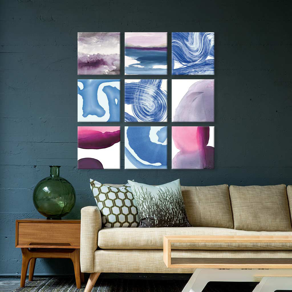 Wrought Studio Cool Toned - 9 Piece Wrapped Canvas Graphic Art | Wayfair