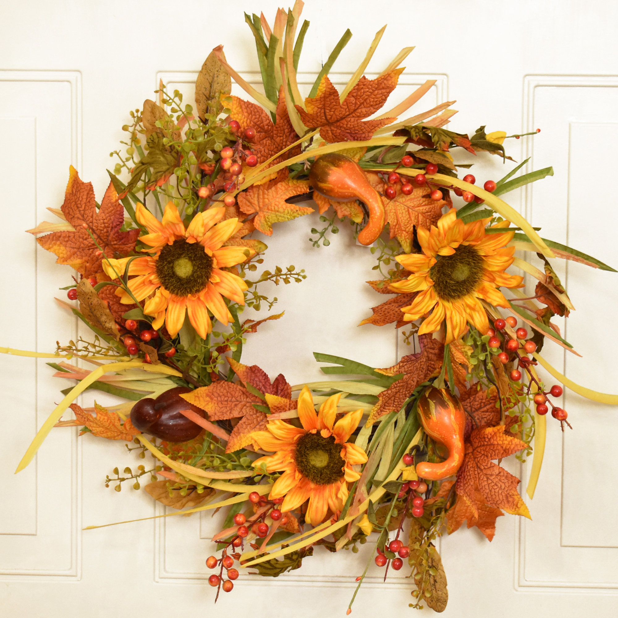 August Grove® Faux Mixed Assortment Floral 22'' Wreath | Wayfair