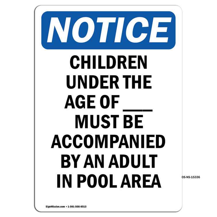 SignMission Children Must Be Accompanied By An Adult Sign | Wayfair