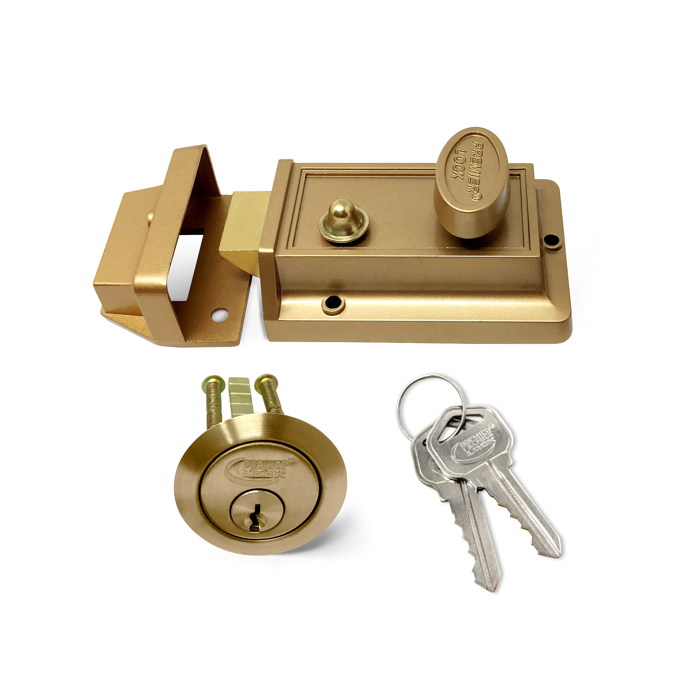 Premier Lock Deadlatch with Night Latch Hold Back Button Rim Single ...