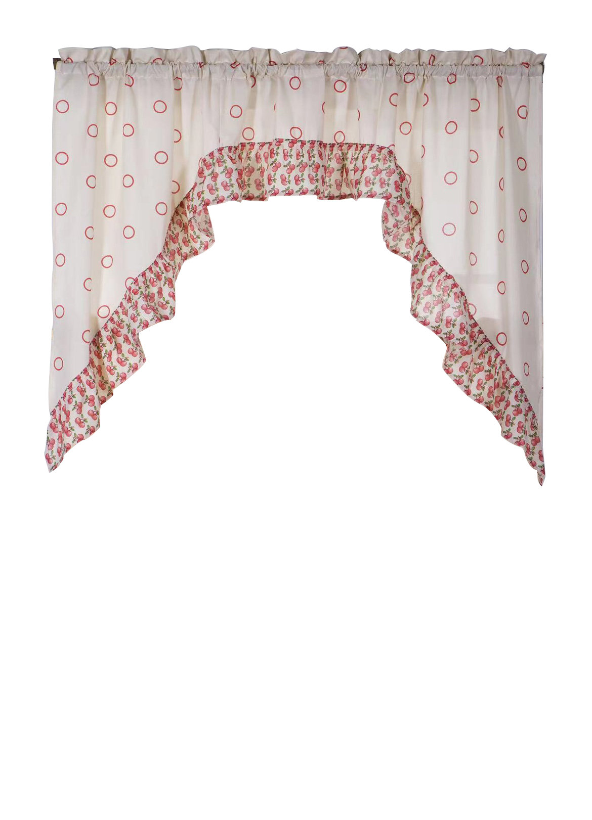Winston Porter Inkeles Swag 60'' Window Valance in Red/White | Wayfair