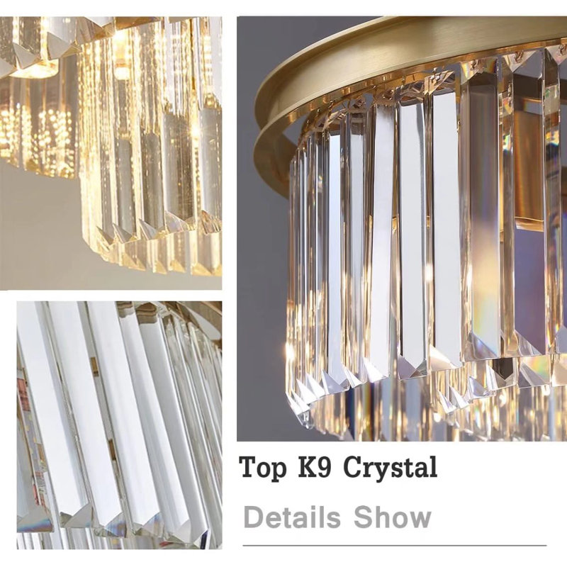 Everly Quinn Syvester 13 - Light Crystal Dimmable Tiered Chandelier ...