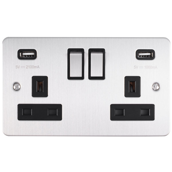 Eurolite 2 Gang Comb Outlets Round Edge Enhance Flat Plate Match Black ...