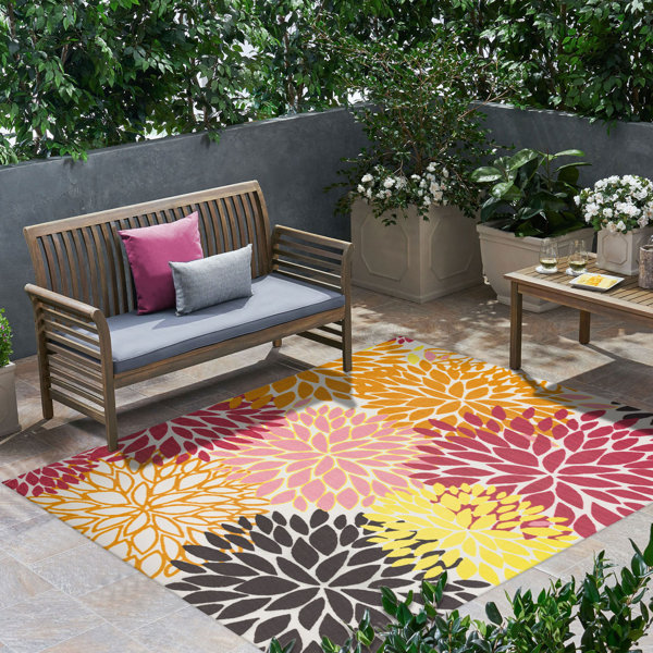 DECOMALL SUNSHINE Floral Multicolor Outdoor Area Rug Multi | Wayfair