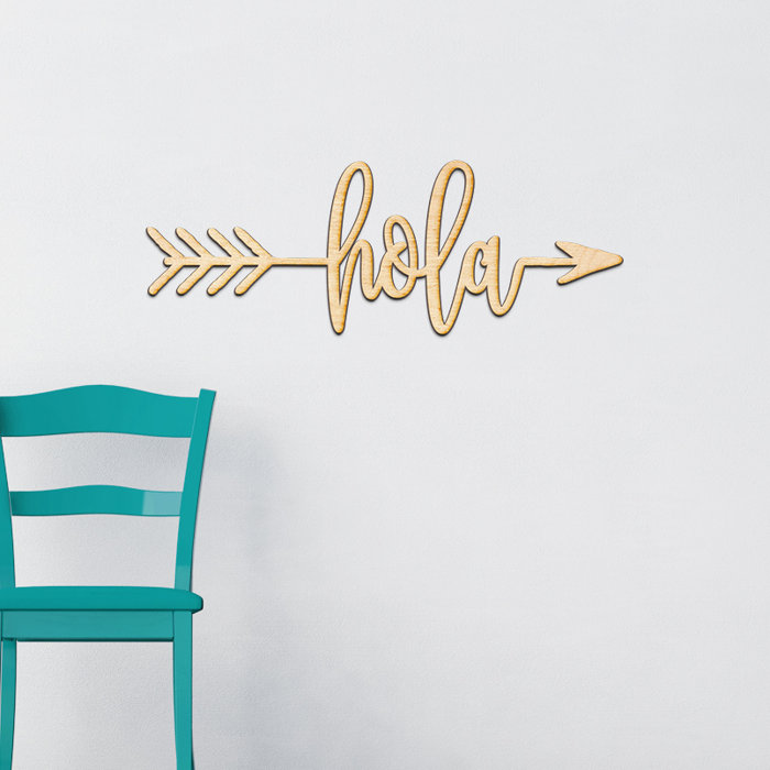 Winston Porter Hola Arrow Wood Sign Home Gallery Wall Decor | Wayfair