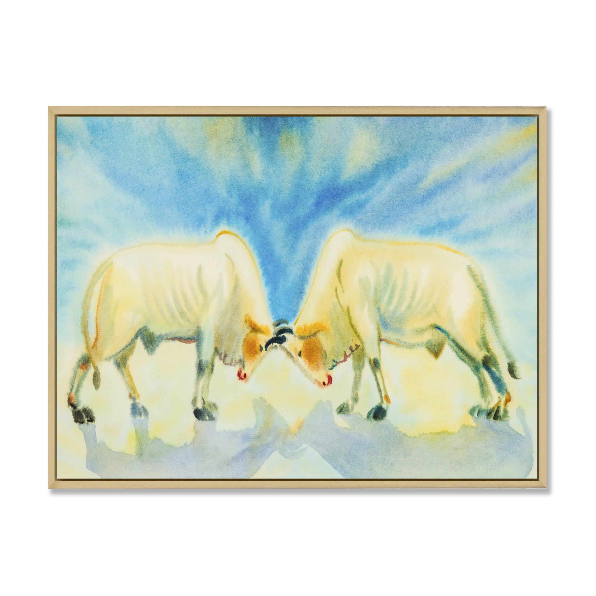 Millwood Pines Pastel Cows In Farm Landscape - Painting on | Wayfair