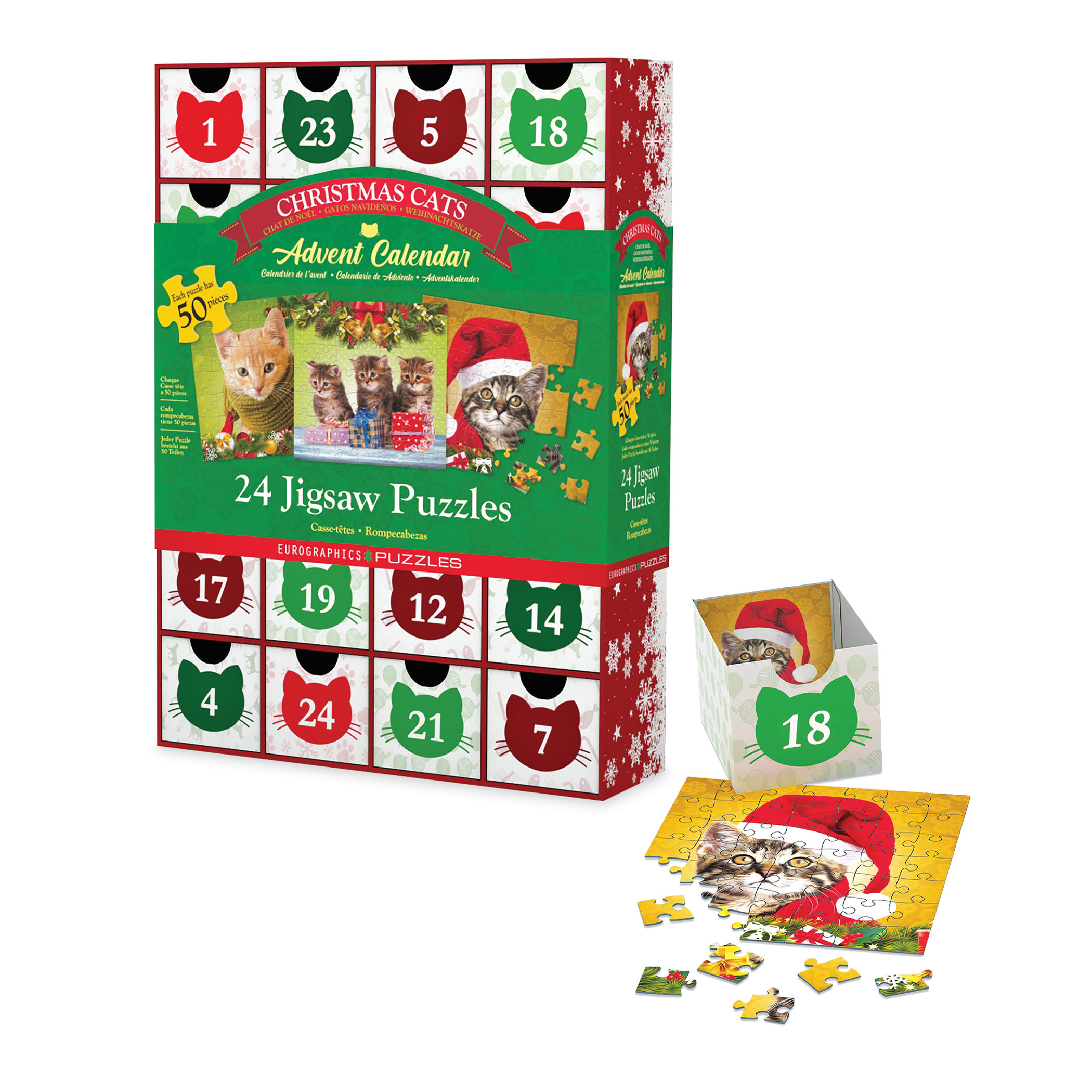 Winston Brands Christmas Pet Puzzle Advent Calendar - 24, 50-Piece ...