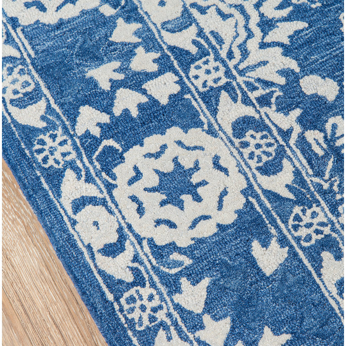 Birch Lane™ Cece Handmade Wool Blue/White Rug & Reviews | Wayfair