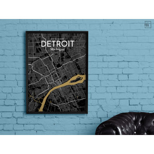 OurPoster.com Detroit City Map - Panoramic Graphic Art | Wayfair