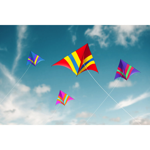 Ebern Designs Kites Flying by - Wrapped Canvas Photograph | Wayfair