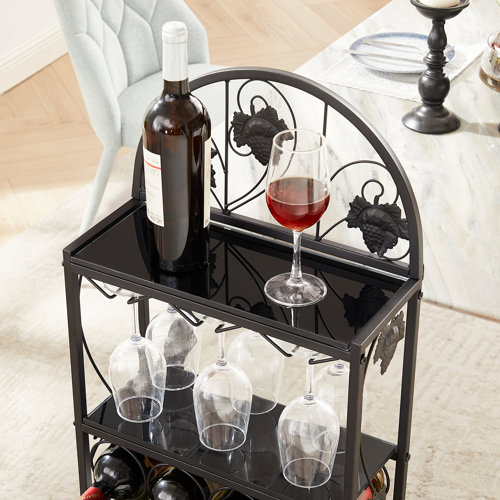Lark Manor Ackerman 20 Bottle Floor Wine Bottle & Glass Rack in Black ...