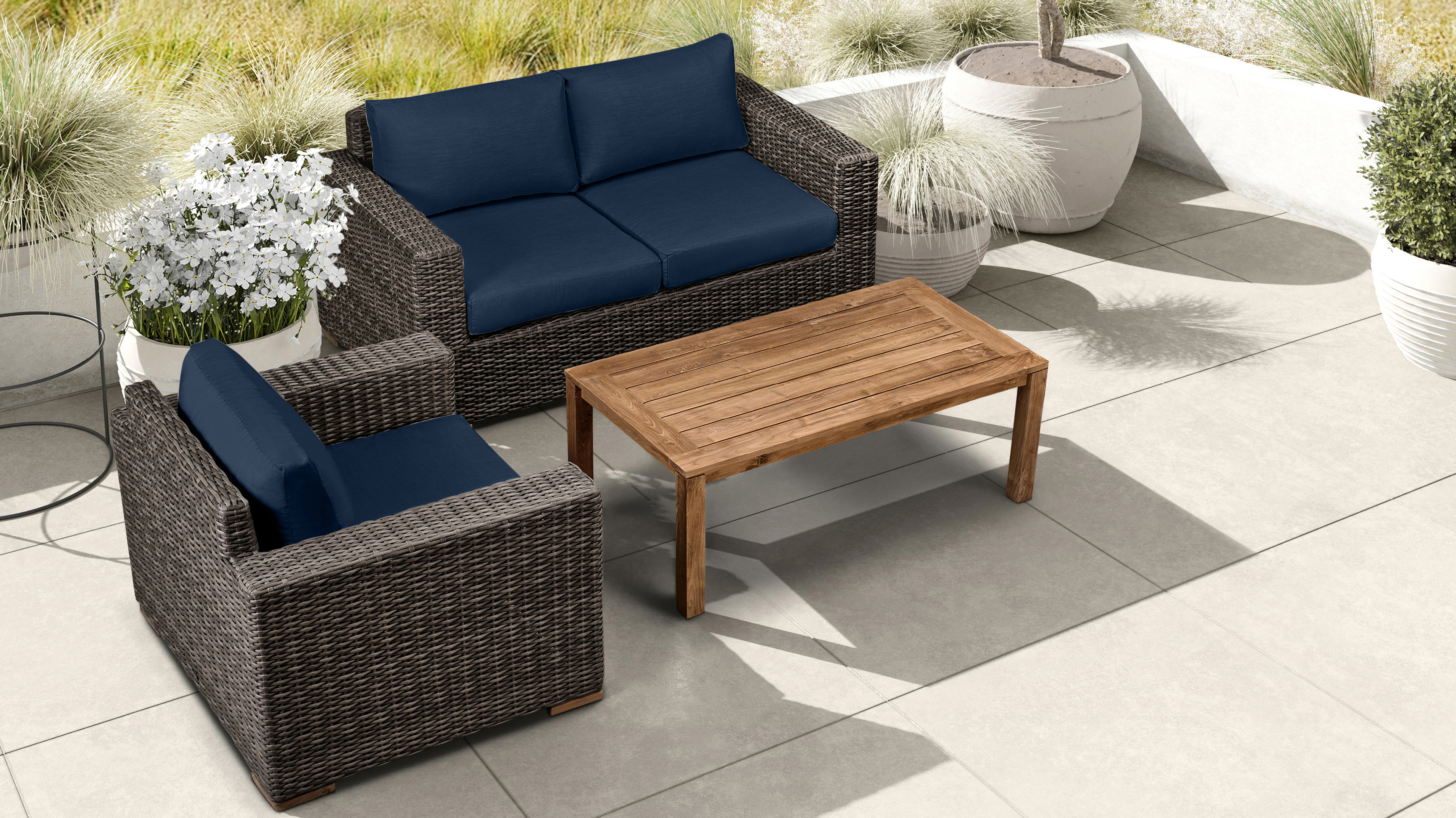 Latitude Run® Marfik High-Density Polyethylene (HDPE) Wicker 3 - Person Seating Group with ...