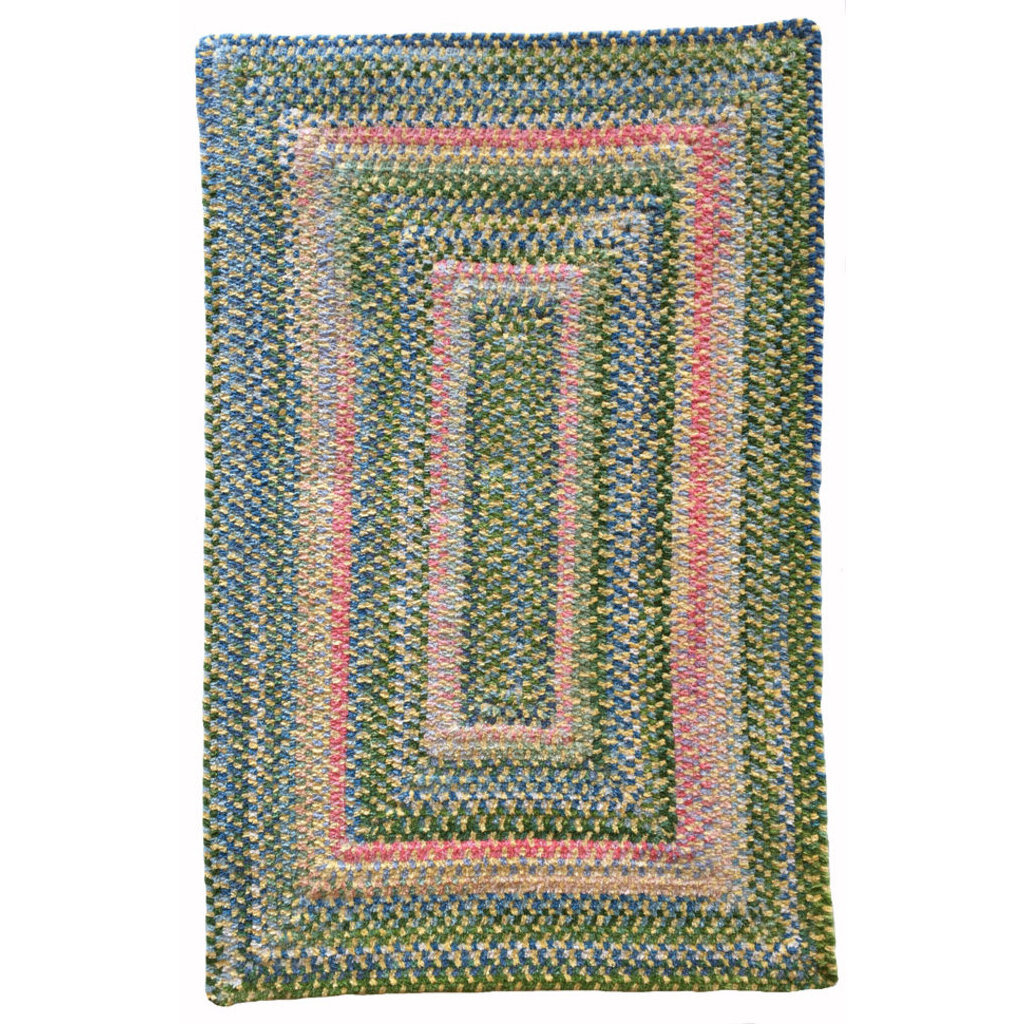 August Grove® Brayden Geometric Hand-Braided Cotton Green Area Rug ...