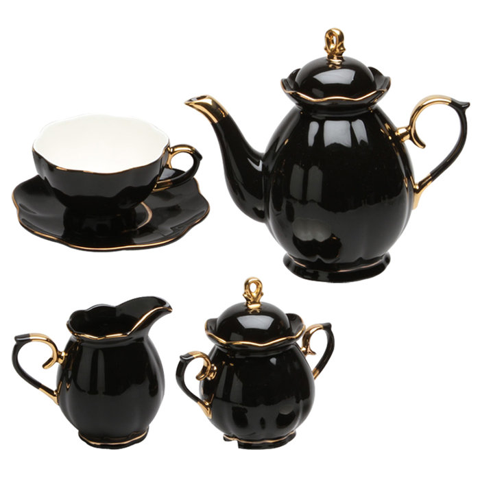 Coastline Imports Scallop 5 Piece Porcelain Tea Set & Reviews | Wayfair