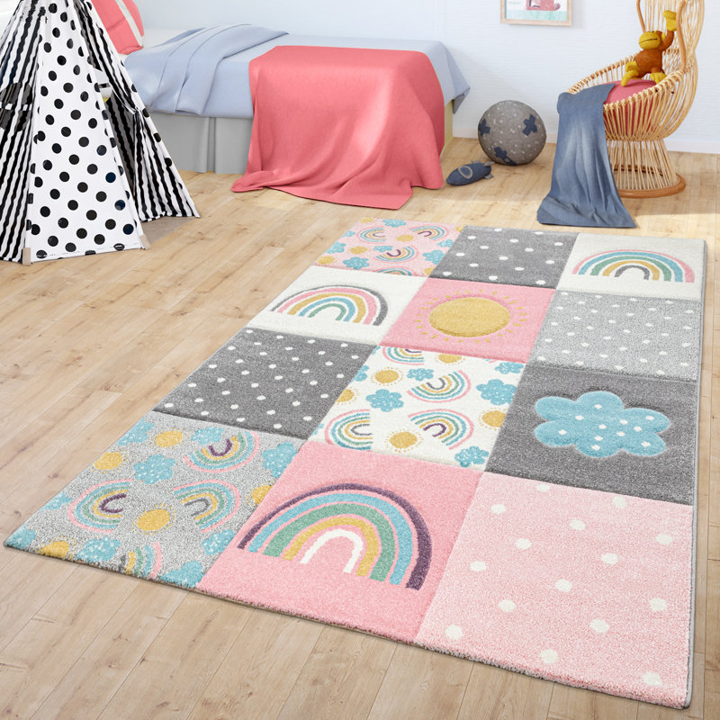 Paco Home Colorful Kids Rug For Girls Room With Rainbows & Clouds In ...