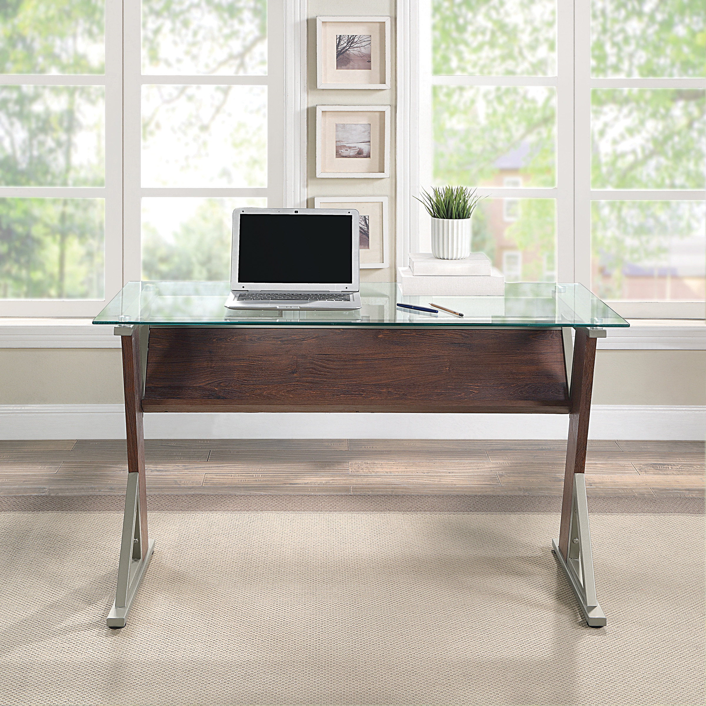 Latitude Run® Modern Glass Desk | Wayfair