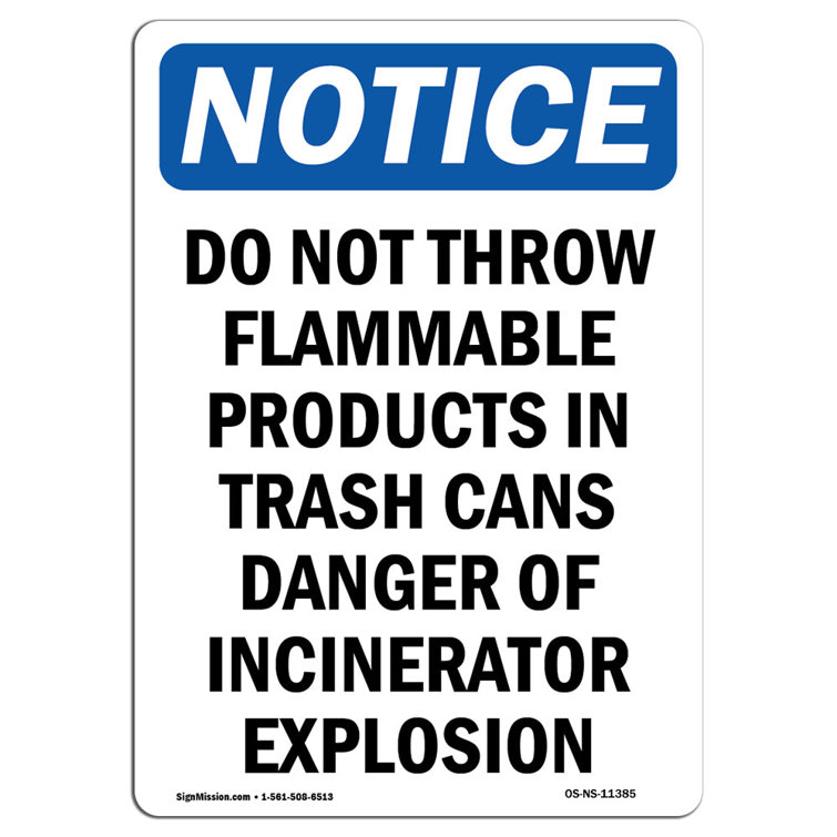 SignMission Do Not Throw Flammable Products Sign | Wayfair