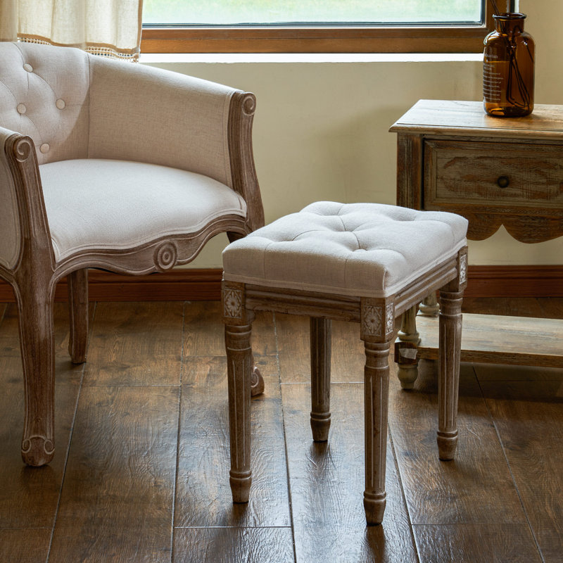 Ophelia & Co. Ironton Solid Wood Vanity Stool | Wayfair