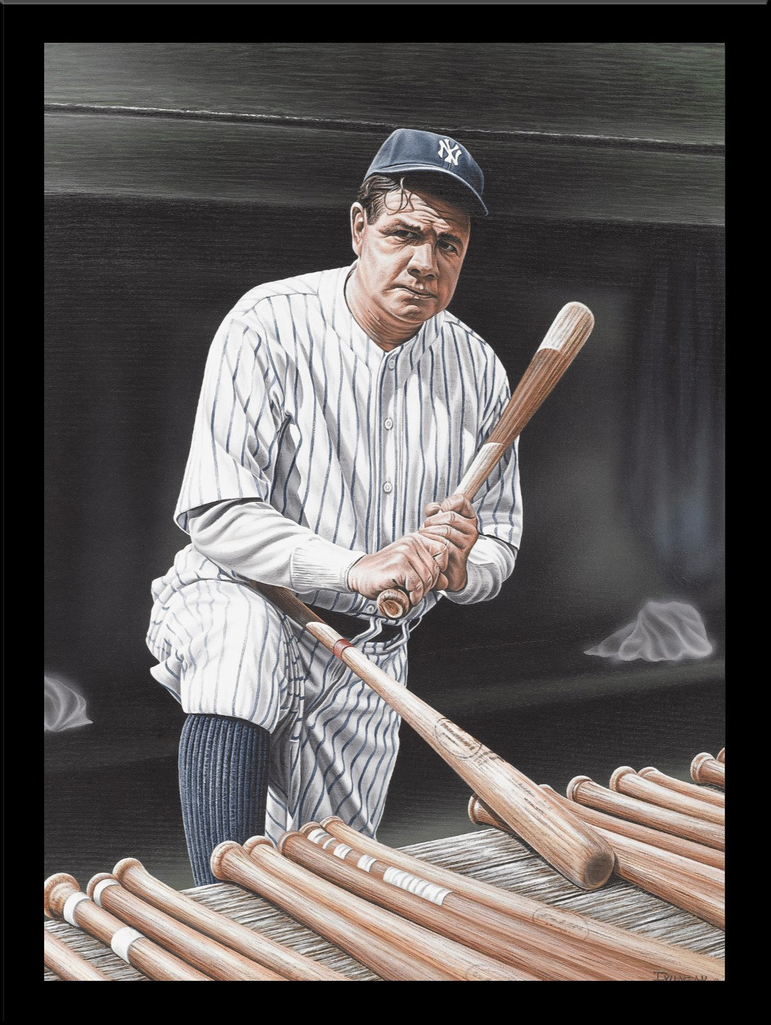 Buy Art For Less Babe Ruth On Deck by Darryl Vlasak - Picture Frame ...