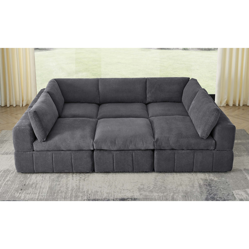 Wade Logan® Arregui 6 - Piece Upholstered Sectional & Reviews | Wayfair