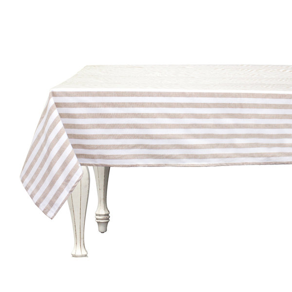 Gracie Oaks Beige Striped Everyday Design Cotton Tablecloth | Wayfair