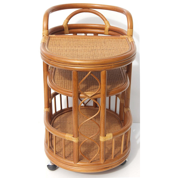 Bayou Breeze Ambrielle Rattan/Wicker Bar Cart | Wayfair