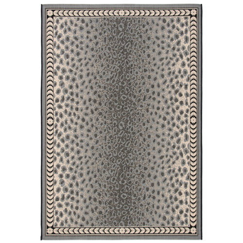 Mercer41 Avlyn Animal Print Gray/Black Indoor / Outdoor Area Rug ...