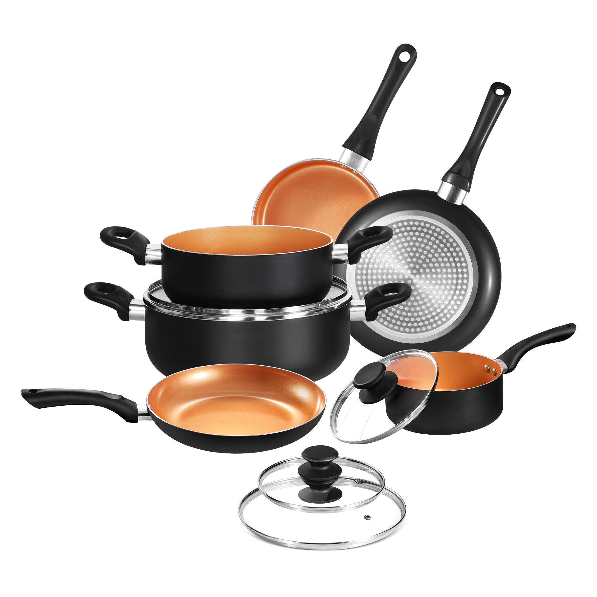 Fruiteam 10 Piece Ceramic Non Stick Cookware Set & Reviews | Wayfair