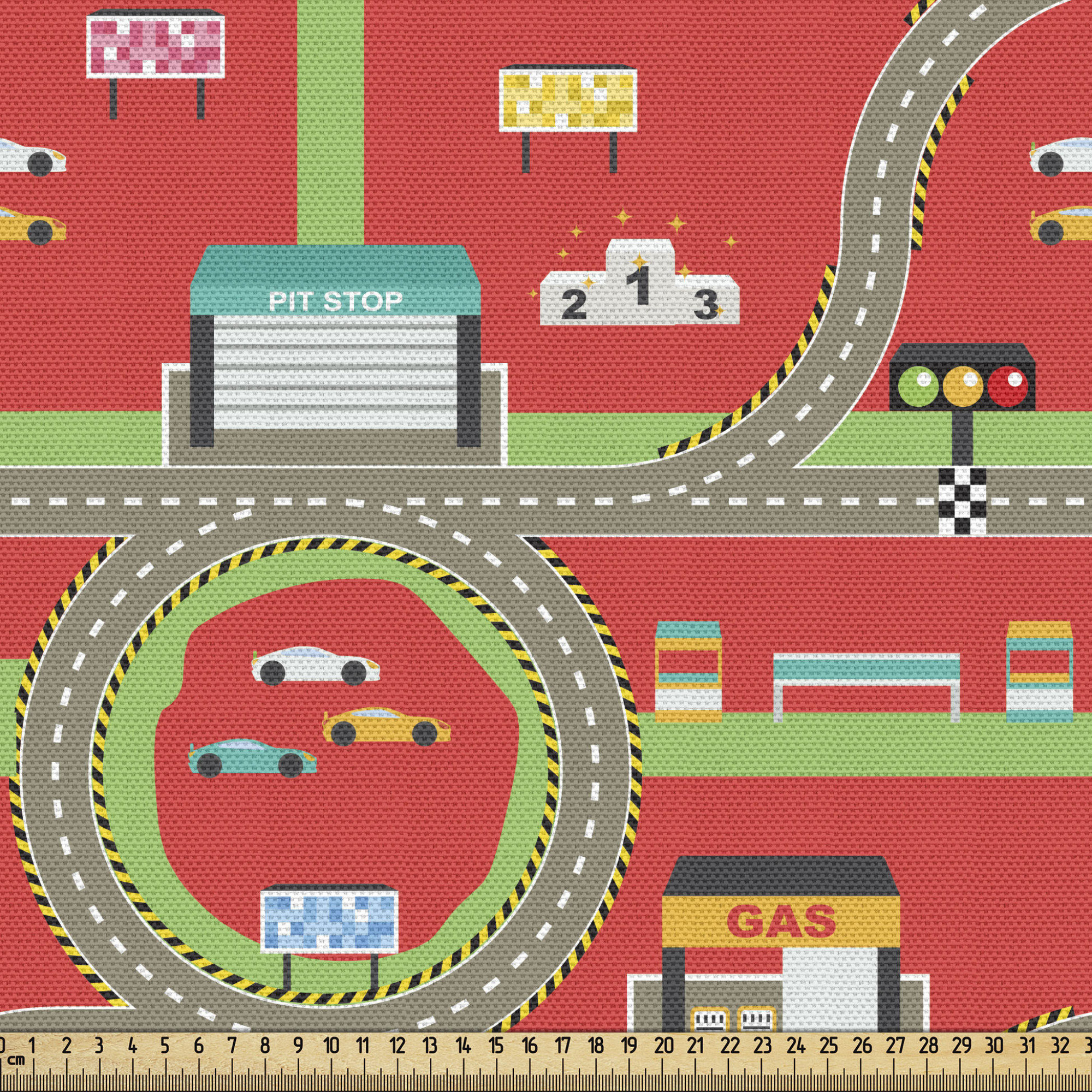 Bless international fab_55255_Ambesonne Car Race Track Fabric By The ...