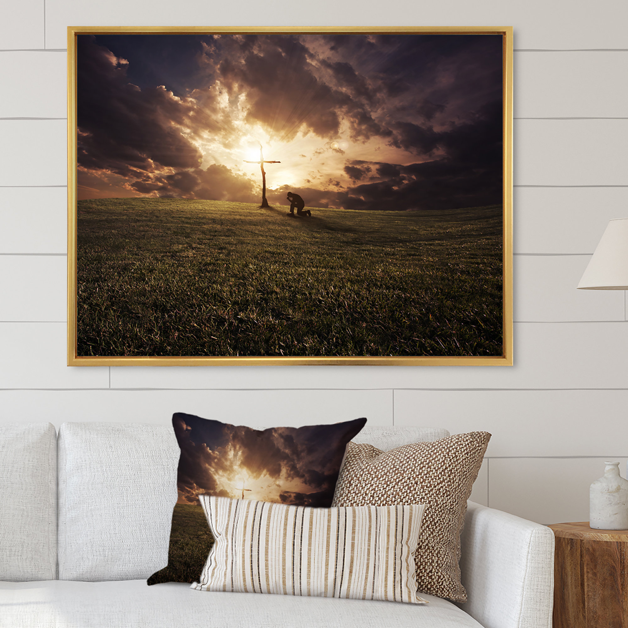 Ebern Designs Regilious Cross Sunset Landscape Regilious Cross Sunset ...