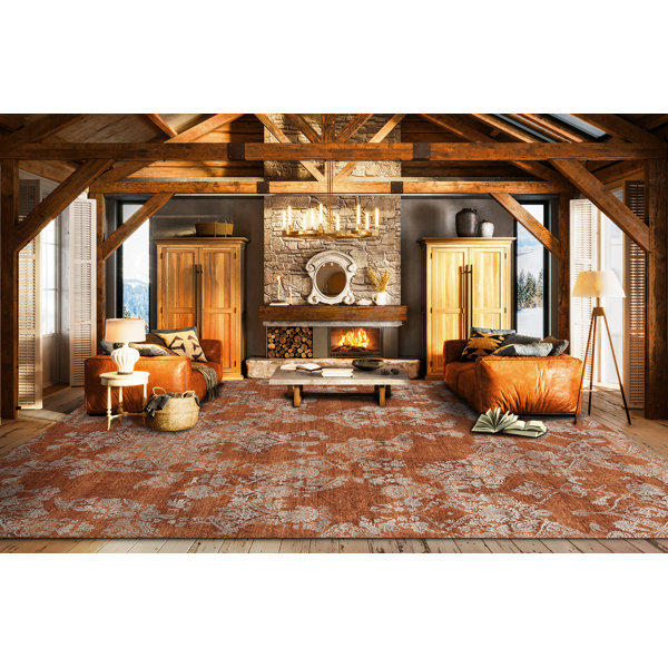 Samad Rugs Paradise Hand-Knotted Floral Area Rug in Copper/Gray | Perigold