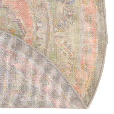 Bungalow Rose Matthei Performance Peach/Green/Blue Rug | Wayfair