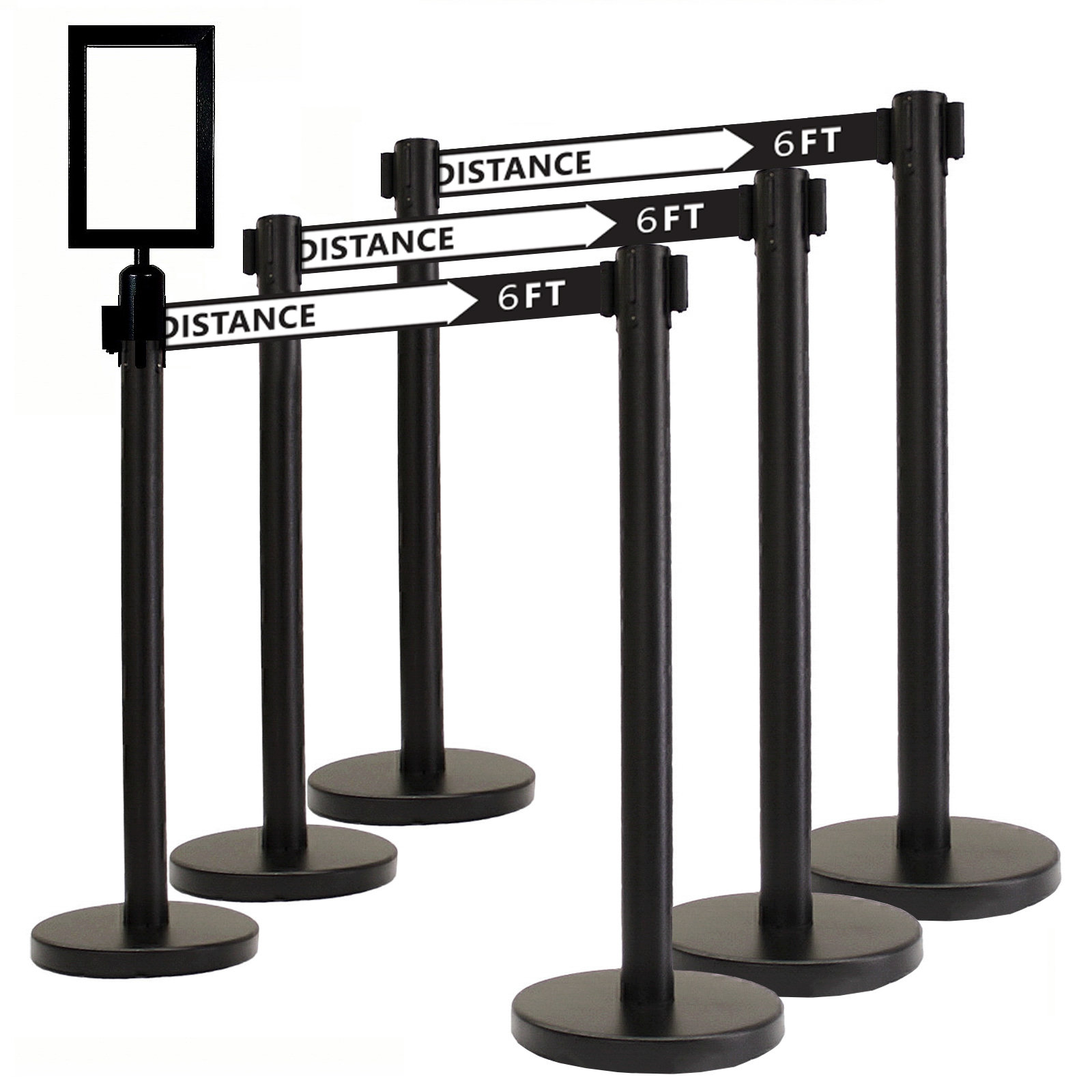 VIP Crowd Control 36" Retractable Belt Queue Safety Stanchion Barrier ...