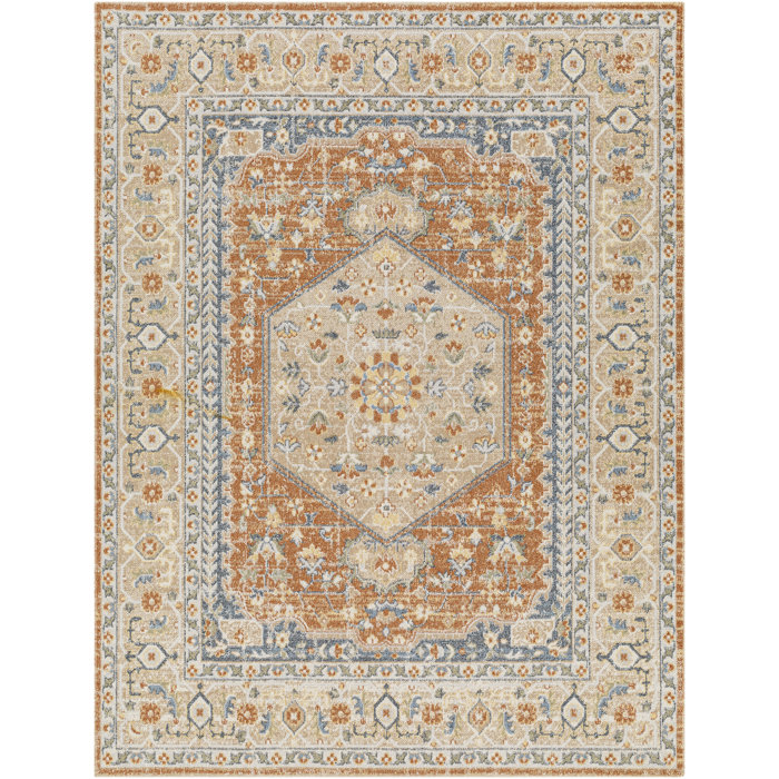 Langley Street Kissena Machine Washable Oriental Burnt Orange Area Rug ...