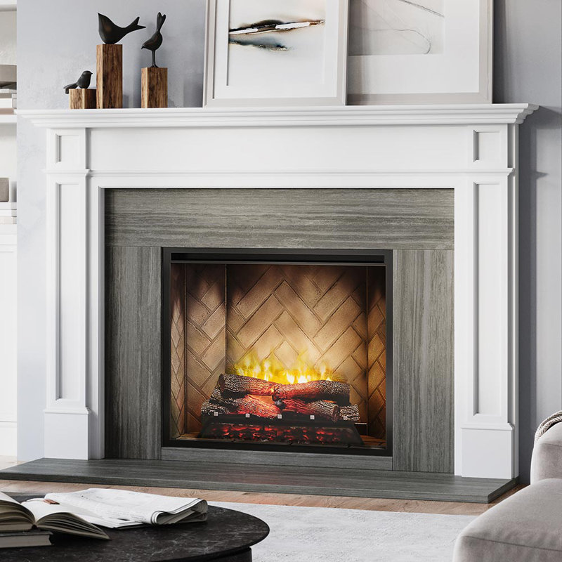 Modern Ember Lenwood Traditional Wood Fireplace Mantel Surround Kit ...